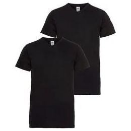 T-Shirt Fruit of the Loom, Herren, Gr. S (48), schwarz, Single Jersey, Obermaterial: 100% Baumwolle, schmal, V-Ausschnitt, Shirts T-Shirt, mit V-Ausschnitt