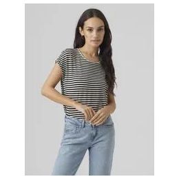 V&eacute;ro Moda Rundhalsshirt VERO MODA "VMAVA PLAIN SS TOP STRIPE GA JRS NOOS", Damen, Gr. S, schwarz (schwarz stripes), Jersey, Obermaterial: 95% Lyocell (TENCELTM), 5% Elasthan, gestreift, normal, Rundhals, Shirts Rundhalsshirt, Materialmix, regular fit