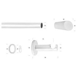 Gardinenstange Garesa "WHITE", wei&szlig;, L:310cm &Oslash;:20mm, Eisen, Gardinenstangen, Vorhanggarnitur, verl&auml;ngerbar, Wandmontage, Endknopf abgeschr&auml;gt