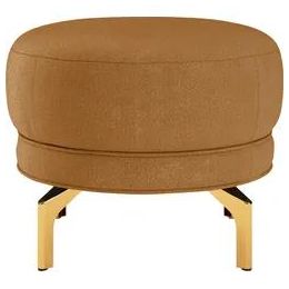 Sit & More Polsterhocker SIT & MORE "Orient 3", gelb (mustard), B:63cm H:46cm T:63cm, 100% Polyester, Hocker, Polsterhocker, goldfarbene Metallf&uuml;&szlig;e