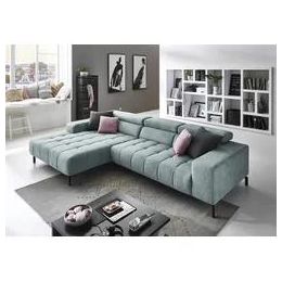 Ecksofa DIE PLANBAR "MP-IN18022 L-Form", grau (steel), B:321cm H:74cm T:190cm, 100% Polyester, Sofas, Ecksofa, mit Kopfteilverstellung & Zierkissen, optional Sitztiefenverstellung