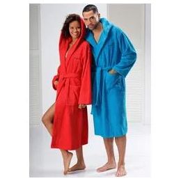 Unisex-Bademantel Kangaroos "Cassidy, f&uuml;r Damen & Herren, Standardl&auml;nge & &Uuml;berl&auml;nge" Gr. XL, rot, L:125cm, Walkfrottee, Hausm&auml;ntel, mit Taschen, M&auml;nner und Frauen, Baumwolle, Reise, Hotel, Sauna, S-3XL