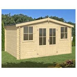 Gartenhaus Lasita Maja "Dallas", beige (naturbelassen), ohne Fu&szlig;boden, ohne Dacheindeckung, Massivholz, Gartenh&auml;user, Gartenhaus, Blockbohlenhaus 28mm