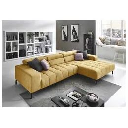 Ecksofa DIE PLANBAR "MP-IN18022 L-Form", gelb (curry), B:321cm H:74cm T:190cm, 100% Polyester, Sofas, Ecksofa, mit Kopfteilverstellung & Zierkissen, optional Sitztiefenverstellung