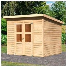 Gartenhaus Karibu "Baggersee 4", beige (naturbelassen), ohne Fu&szlig;boden, ohne Dacheindeckung, Holzwerkstoff, Gartenh&auml;user, Gartenhaus
