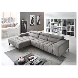 Ecksofa DIE PLANBAR "MP-IN18022 L-Form", grau (granit), B:321cm H:74cm T:190cm, 100% Polyester, Sofas, Ecksofa, mit Kopfteilverstellung & Zierkissen, optional Sitztiefenverstellung