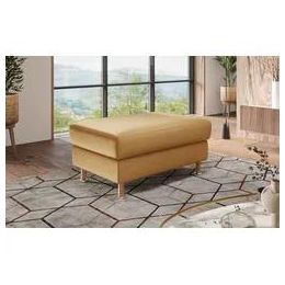 Polsterhocker Home Affaire "Calypso", gelb (dijon), B:100cm H:48cm T:65cm, 100%Polyester, Hocker, Polsterhocker, Holzfuesse mit Metallteller