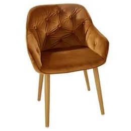 Stuhl Heine HOME, braun (cognac), 2 Stk., Polyester, Kunststoff, Metall, Polyester, St&uuml;hle, Stuhl