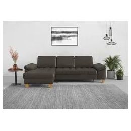 Sit & More Ecksofa SIT & MORE "Westham L-Form", grau (anthrazit), B:275cm H:88cm T:172cm, 100% Polyester, Sofas, Ecksofa, mit Recamiere, mit oder ohne Bettfunktion, Bettkasten, F&uuml;&szlig;e Eiche
