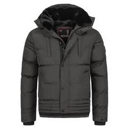 Winterjacke Alessandro Salvarini "ASFabiano", Herren, Gr. S (48), grau (dunkelgrau), Obermaterial: 100% Polyester; Innenseite: 100% Polyester, Jacken Winterjacke, mit warmem Teddyfell und abnehmbarer Kapuze