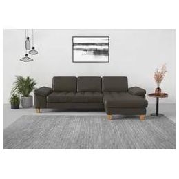 Sit & More Ecksofa SIT & MORE "Westham L-Form", grau (anthrazit), B:275cm H:88cm T:172cm, 100% Polyester, Sofas, Ecksofa, mit Recamiere, mit oder ohne Bettfunktion, Bettkasten, F&uuml;&szlig;e Eiche