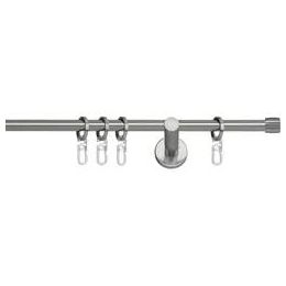 Gardinenstange Indeko "Linz", silber (edelstahlfarben), L:310cm, Gardinenstangen, Komplett-Set inkl. Ringen und Montagematerial