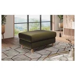 Polsterhocker Home Affaire "Calypso", gr&uuml;n (olive), B:100cm H:48cm T:65cm, 100%Polyester, Hocker, Polsterhocker, Holzfuesse mit Metallteller