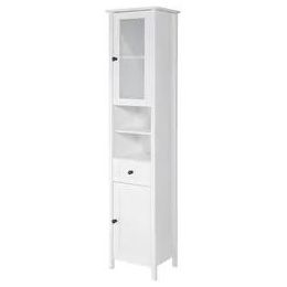 Hochschrank Welltime "Sylt", wei&szlig;, B:40cm H:190cm T:30,5cm, Holzwerkstoff, Schr&auml;nke, Hochschrank, Badm&ouml;bel im Landhaus-Stil, Breite 40 cm, aus Massivholz