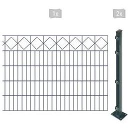 Doppelstabmattenzaun Arvotec "EASY 100 zum Aufschrauben "Karo" mit Zierleiste", grau (anthrazit), H:100cm, Kunststoff, Stahl, Zaunelemente, Zaunh&ouml;he 100 cm, Zaunl&auml;nge 2 - 60 m