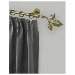 Gardinenstange Garesa "RUSTIKA", gold (mattgoldfarben), L:240cm &Oslash;:16mm, Metall, Gardinenstangen, rustikale Vorhanggarnitur, verl&auml;ngerbar, m. Ringe, Endk. Blatt