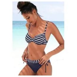 B&uuml;gel-Bikini Lascana, Gr. 38, Cup C, blau (marine, wei&szlig;), Polyamid, gestreift, kontrastfarbene Details, Bikini-Sets B&uuml;gel-Bikini, mit h&ouml;herer geschnittener Bikini-Hose