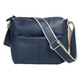 Umh&auml;ngetasche Samantha Look, Damen, Gr. B/H/T: 26cm x 24cm x 5cm onesize, blau, Leder, unifarben, Taschen Umh&auml;ngetasche, echt Leder, Made in Italy