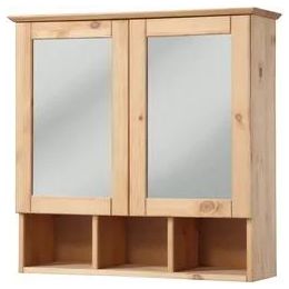 Spiegelschrank Welltime "Landhaus Sylt", beige (natur), B:62,5cm H:62cm T:22cm, Massivholz, Schr&auml;nke, Spiegelschrank, Breite 62,5 cm, aus Massivholz