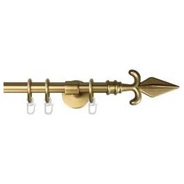 Gardinenstange Garesa "RUSTIKA", gold (mattgoldfarben), L:230cm &Oslash;:16mm, Metall, Gardinenstangen, rustikale Vorhanggarnitur, verl&auml;ngerbar, m. Ringe, Endknopf Pfeil