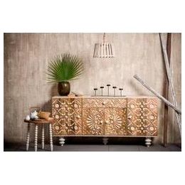Sideboard OTTO HOME "Spring", gelb (mango, wei&szlig;), B:160cm H:85cm T:45cm, Sideboards, Sideboard, Kommode aus massivem Mangoholz, Breite 160 cm