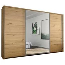 Schwebet&uuml;renschrank Rauch "Kleiderschrank Schrank Garderobe CORTONA mit Passepartout", braun (eiche artisan), B:323cm H:214cm T:64cm, Holzwerkstoff, Schr&auml;nke, Schwebet&uuml;renschrank, und optionaler Beleuchtung inkl. Inneneinteilung 2 Boxen und B&ouml;den
