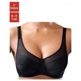 B&uuml;gel-BH Petite Fleur, Damen, Gr. 85, Cup B, schwarz (schwarz, wei&szlig;), Microtouch, Obermaterial: 90% Polyamid, 10% Elasthan, BHs BH BH-Set B&uuml;gel-BH, aus Microtouch-Material