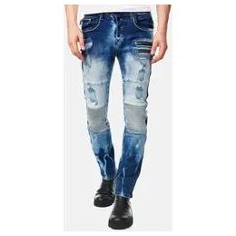 Slim-fit-Jeans Rusty Neal "MISATO", Herren, Gr. 34, L&auml;nge 32, blau, 98% Baumwolle, 2% Elasthan, unifarben, lang, Jeans Slim-fit-Jeans, im modischen Used-Look
