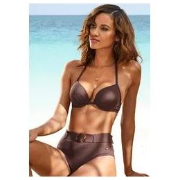 Push-Up-Bikini-Top s.Oliver "Rome", Damen, Gr. 36, Cup A, braun, Microfaser, Polyamid, unifarben, Bikini-Oberteile, in verschiedenen Unifarben