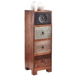 Kommode OTTO HOME "Mahar", bunt (braun, bunt), B:30cm H:90cm T:30cm, Sideboards, Kommode, Breite 30 cm mit Metallfronten