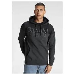 Kapuzensweatshirt Bruno Banani, Herren, Gr. M (48/50), schwarz (schwarz grau), Obermaterial: 60% Baumwolle, 40% Polyester, bedruckt, meliert, normal, B&uuml;ndchen, Sweatshirts, Langarm, bedruckt und meliert, aus Baumwollmischung