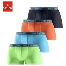 Boxer Bruno Banani "Boxershorts f&uuml;r Herren", Herren, Gr. S (4), 4 Stk., bunt (hellgr&uuml;n, t&uuml;rkis, orange, navy), Jersey, Obermaterial: 95% Baumwolle, 5% Elasthan, unifarben, Unterhosen, mit Schriftzug im Bund