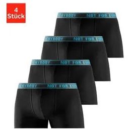 Boxer Bruno Banani "Boxershorts f&uuml;r Herren", Herren, Gr. L (6), 4 Stk., schwarz, Jersey, Obermaterial: 95% Baumwolle, 5% Elasthan, unifarben, Unterhosen, mit Schriftzug im Bund