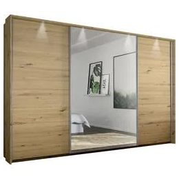 Schwebet&uuml;renschrank Rauch "Kleiderschrank Schrank Garderobe W&auml;scheschrank TOMA mit Passepartout", braun (eiche artisan), B:323cm H:214cm T:64cm, Holzwerkstoff, Schr&auml;nke, Schwebet&uuml;renschrank, inkl. Regaleinsatz sowie zus&auml;tzlichen Einlegeb&ouml;den MADE IN GERMANY