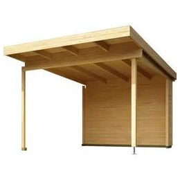 Gartenhaus-Anbaudach Lasita Maja "f&uuml;r Gartenhaus Sicily 1 und 2", beige (naturbelassen), B:310cm T:440cm, Massivholz, Gartenhaus-Anbaud&auml;cher, BxT 300x350 cm