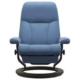 Relaxsessel stressless "Consul", blau (lazuli blau), B:76cm H:100cm T:74cm, Leder BATICK: BATICK ist ein leicht korrigiertes, durchgef&auml;rbtes und genarbtes M&ouml;belleder, bei dem die meisten Unebenheiten und Spuren in der Regel entfernt wurden.;Leder PALOMA: PALOMA ist ein durchgef&auml;rbtes Semianilin-M&ouml;belleder mit nat&uuml;rlicher Narbung.;ROHLEDER Stoff Q2 FARON: Ein fester zuverl&auml;ssiger Boucl&eacute; mit einem s