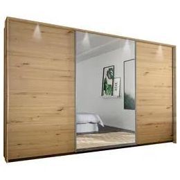 Schwebet&uuml;renschrank Rauch "Kleiderschrank Schrank Garderobe CORTONA mit Passepartout", braun (eiche artisan), B:368cm H:233cm T:64cm, Holzwerkstoff, Schr&auml;nke, Schwebet&uuml;renschrank, und optionaler Beleuchtung inkl. Inneneinteilung 2 Boxen und B&ouml;den