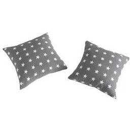Kissenbez&uuml;ge OTTO HOME "Yolanda Kissenh&uuml;lle im Sterne Design", grau (anthrazit), B:50cm L:50cm, Polycotton, Obermaterial: 50% Baumwolle, 50% Polyester, Kissenbez&uuml;ge, mit Steppung