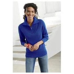 Troyer Casual Looks "Pullover", Damen, Gr. 40, blau (royalblau), 50% Baumwolle, 50% Polyacryl, meliert, unifarben, figurumspielend, Pullover Troyer