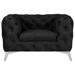Chesterfield-Sessel Home Affaire "Glynis Sessel", grau (charcoal), B:125cm H:75cm T:97cm, Struktur (100% Polyester);Samtoptik (100% Polyester), Sessel, aufw&auml;ndige Knopfheftung, moderne Chesterfield Optik, Fu&szlig;farbe w&auml;hlbar