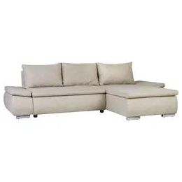 Ecksofa Home Affaire "Acra L-Form", beige (creme), B:266cm H:83cm T:175cm, 100% Polyester, Sofas, Ecksofa, mit Bettfunktion und Bettkasten, in Mattenoptik
