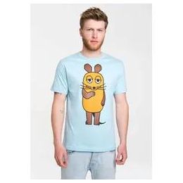 T-Shirt logoshirt "Die Sendung mit der Maus - Maus", Herren, Gr. 4XL, blau (hellblau), 100% Baumwolle, bedruckt, normal, Rundhals, Shirts T-Shirt, mit Die Sendung mit der Maus-Print