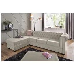 Chesterfield-Sofa Home Affaire "New Castle L-Form", beige, B:255cm H:72cm T:171cm, Sofas, hochwertige Knopfheftung in Chesterfield-Design, B/T/H: 255(171/72)