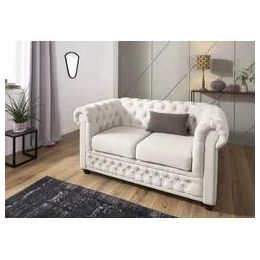 Chesterfield-Sofa Home Affaire "New Castle", beige, B:148cm H:72cm T:86cm, Sofas, mit hochwertiger Knopfheftung in Chesterfield-Design, B/T/H: 148/86/72