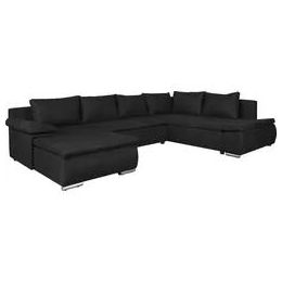Wohnlandschaft Home Affaire "Acra U-Form", grau (anthrazit), B:325cm H:83cm T:229cm, 100% Polyester, Sofas, Wohnlandschaft, mit Bettfunktion und Bettkasten, in Mattenoptik