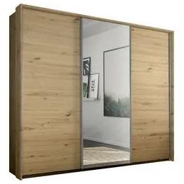 Schwebet&uuml;renschrank Rauch "Kleiderschrank Schrank Garderobe W&auml;scheschrank TOMA mit Passepartout", braun (eiche artisan), B:278cm H:233cm T:64cm, Holzwerkstoff, Schr&auml;nke, Schwebet&uuml;renschrank, inkl. Regaleinsatz sowie zus&auml;tzlichen Einlegeb&ouml;den MADE IN GERMANY