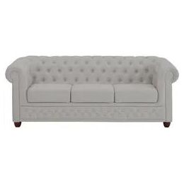 Chesterfield-Sofa Home Affaire "New Castle", silber, B:203cm H:72cm T:86cm, Sofas, mit hochwertiger Knopfheftung in Chesterfield-Design, B/T/H: 203/86/72
