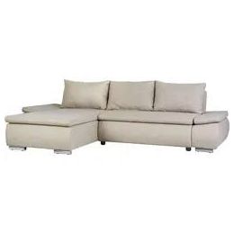 Ecksofa Home Affaire "Acra L-Form", beige (creme), B:266cm H:83cm T:175cm, 100% Polyester, Sofas, Ecksofa, mit Bettfunktion und Bettkasten, in Mattenoptik