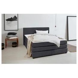 Boxspringbett OTTO products "Peetu", schwarz, B:170cm L:213cm, Struktur fein aus 100%-recyceltem Polyester, Komplettbetten, Boxspringbett, Taschenfederkern-Matratze, in 4 Breiten und 4 Farben, incl. Topper