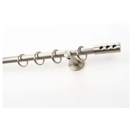 Gardinenstange Garesa "EASY", gold (aluminiumfarben, nickelfarben), B:64cm L:160cm &Oslash;:20mm, Aluminium, Gardinenstangen, Vorhanggarnitur, verl&auml;ngerbar, Endk. mit 3 L&ouml;cher, Alu, m. Ringe